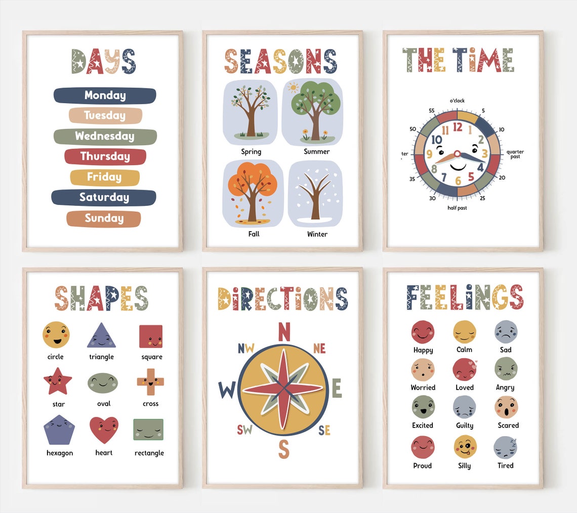 Set of 12 Educational Prints, Earth, Classroom Decor, Preschool Poster ...