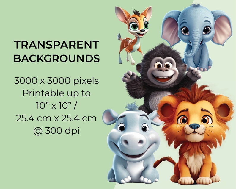 Cute Jungle Animals, Clipart Collection, Illustration, Transparent ...