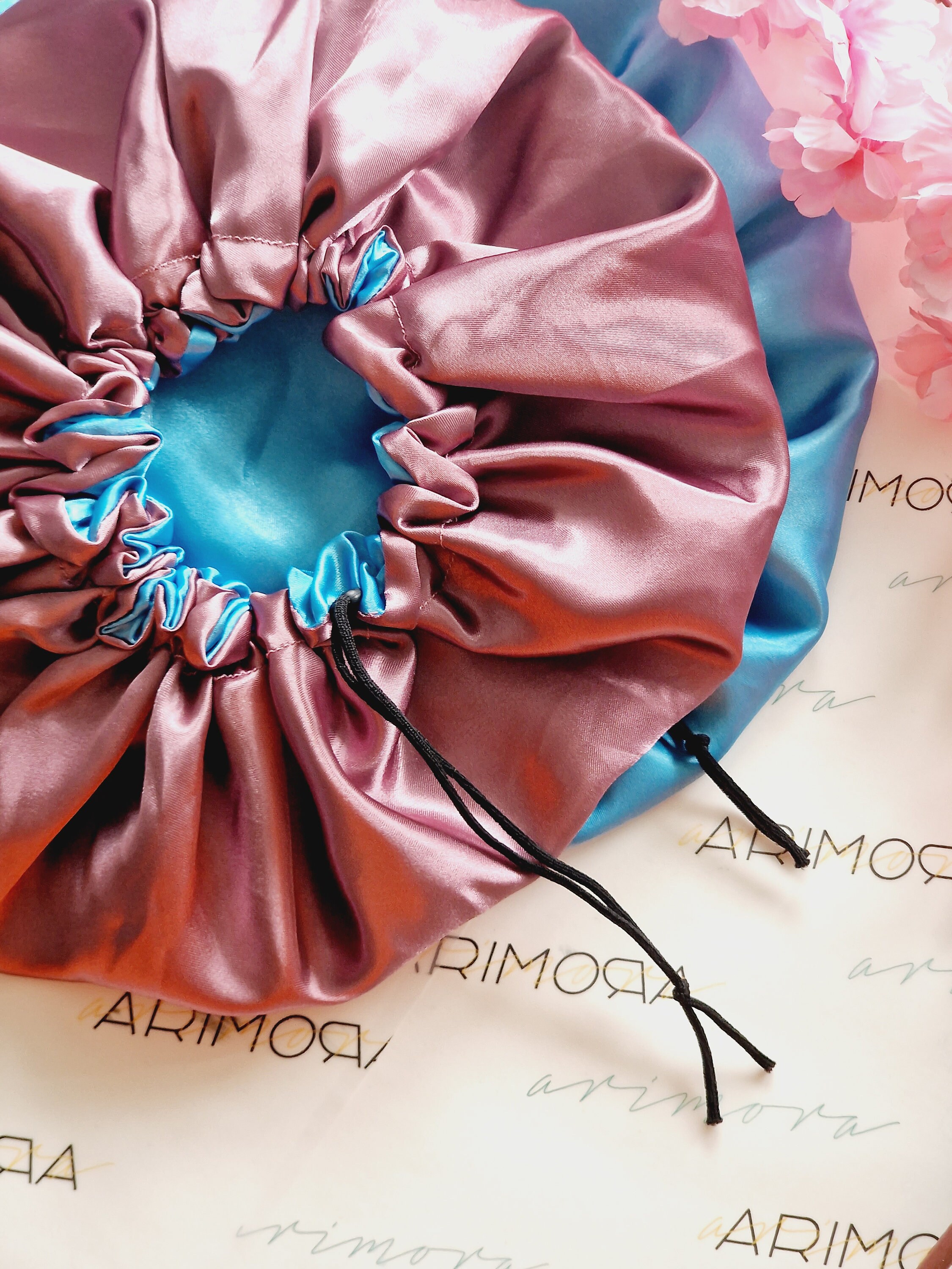 Light Blue and Dusty Pink Silk Bonnet Reversible Double - Etsy