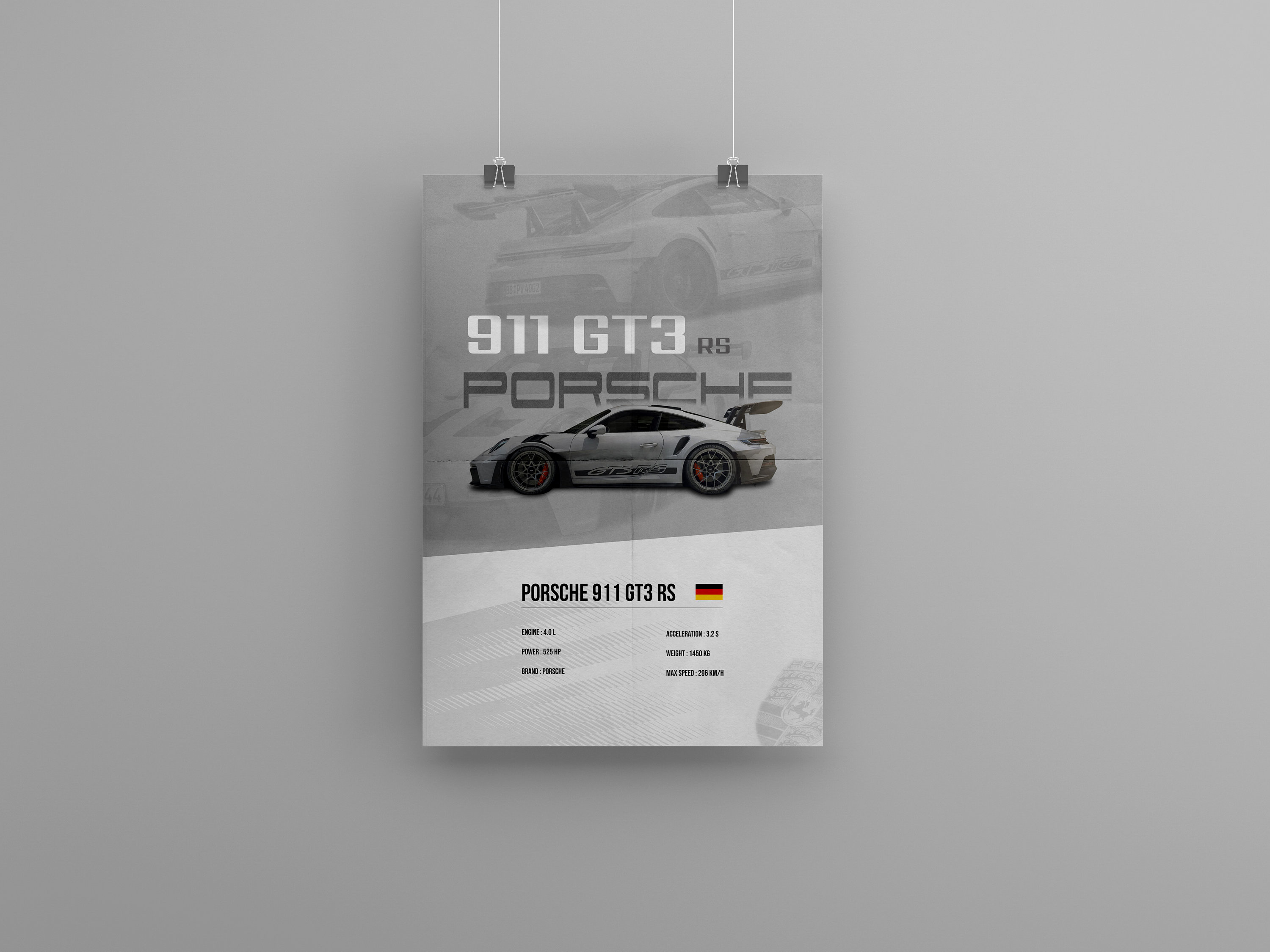 Porsche GT3 RS Poster Sports Car Poster Digital File Wall Decor Home ...
