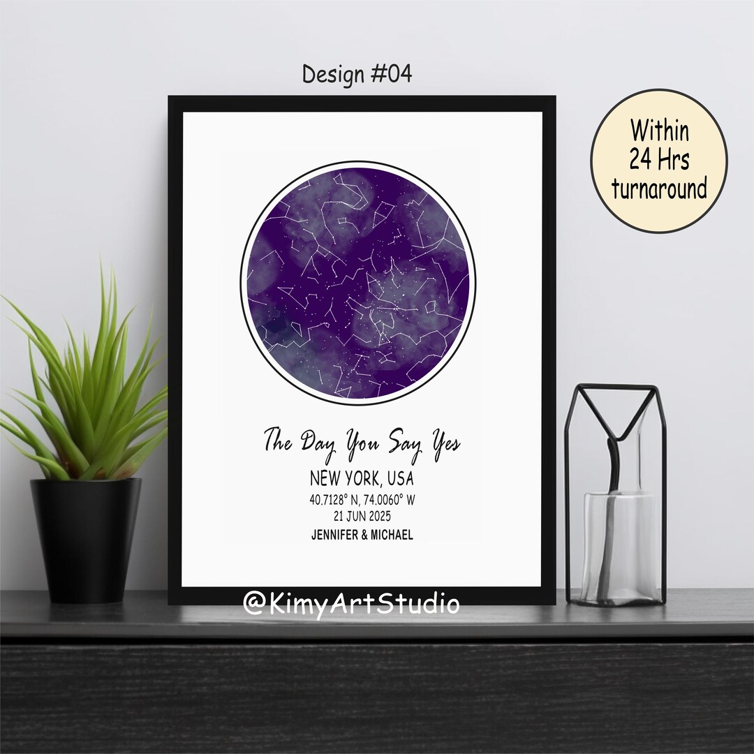 Personalized Custom Star Maps Constellation Poster Wall Art Digital ...