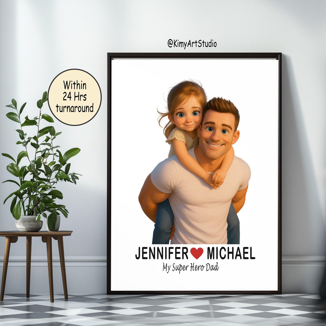Personalized Custom Pixar Style Cartoon Portrait Poster Wall Art ...