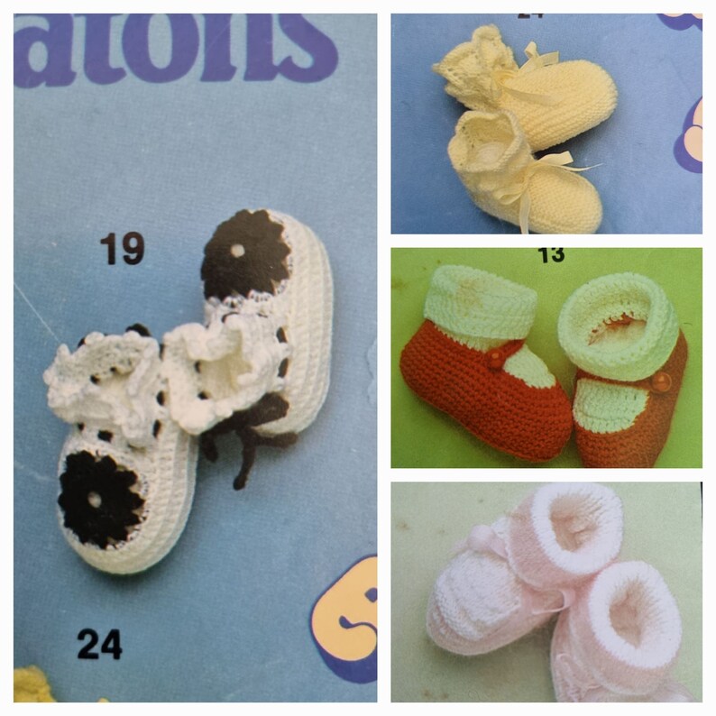 Vintage BOOTIES GALORE Patons Book 652 Knitting Patterns for Baby ...