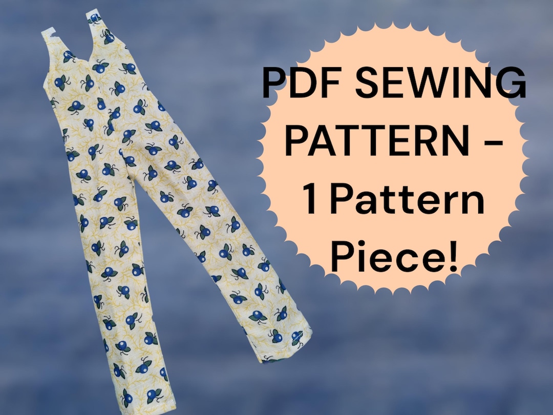 Quick Sew Doll Overalls, One Piece Pattern (PDF Pattern) - Etsy