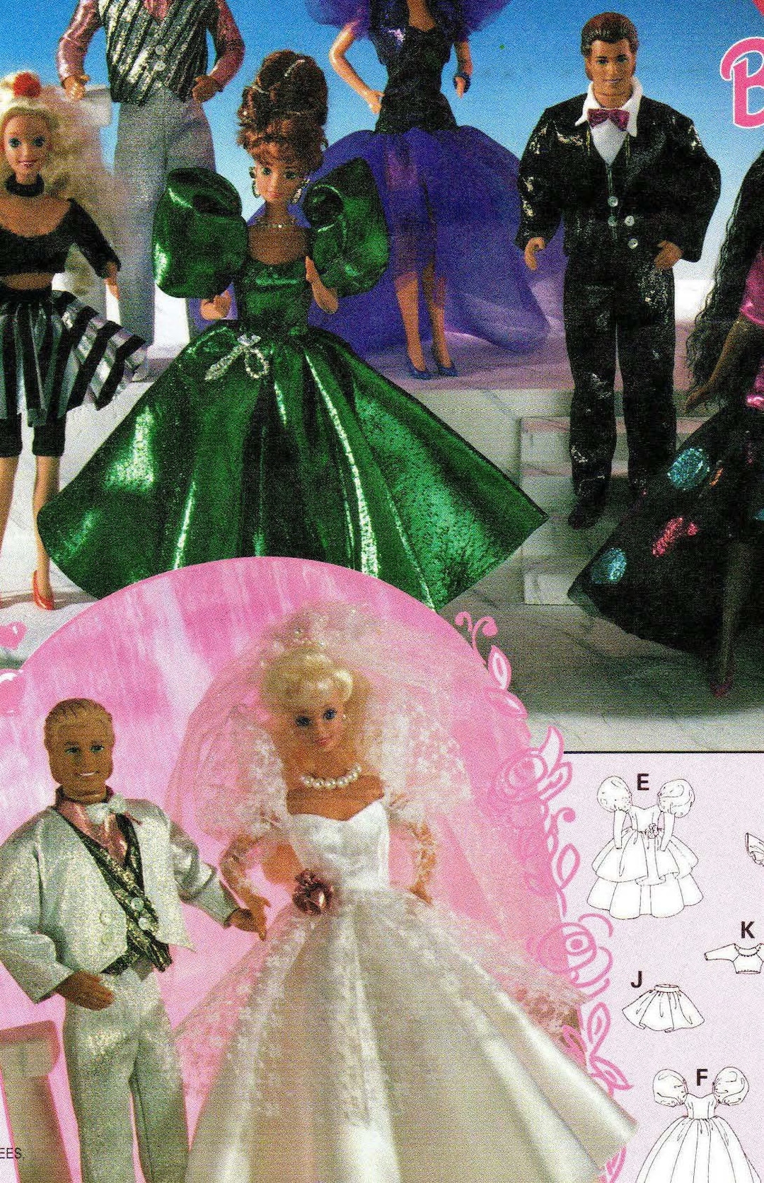 Vintage 80s Fashion Doll Puffy Sleeve Gown Sewing Pattern (PDF) - Etsy
