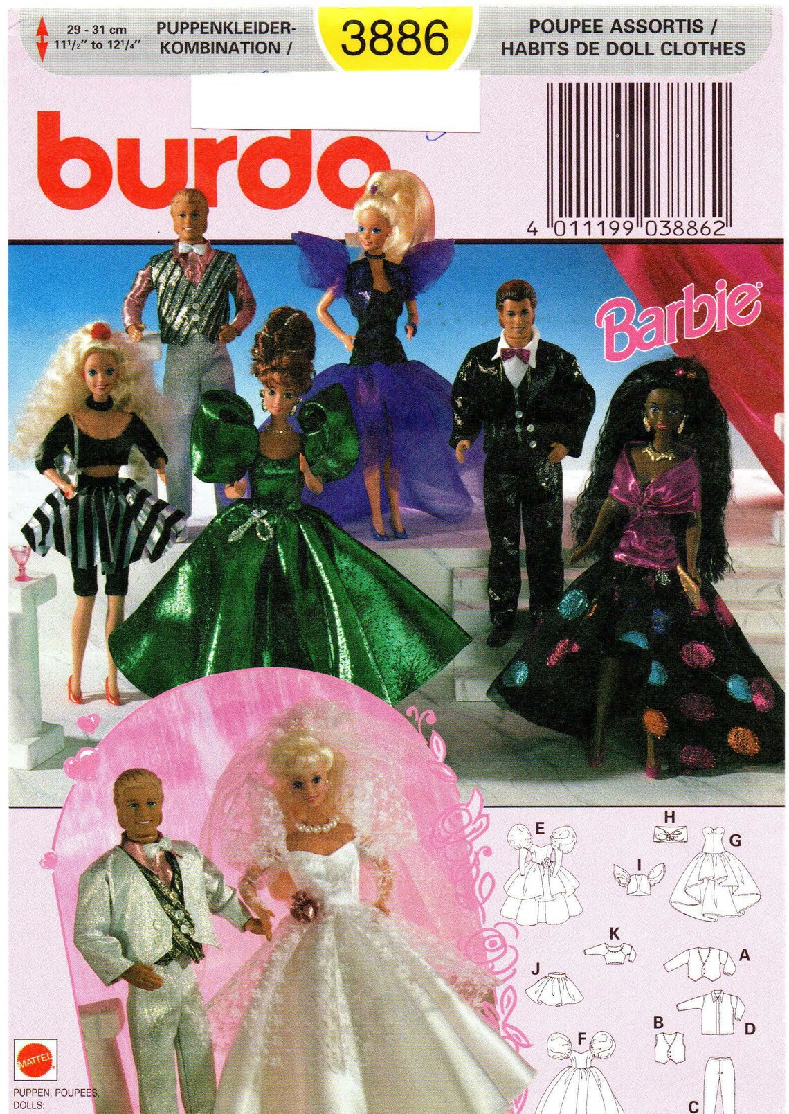 Vintage 80s Fashion Doll Puffy Sleeve Gown Sewing Pattern (PDF) - Etsy