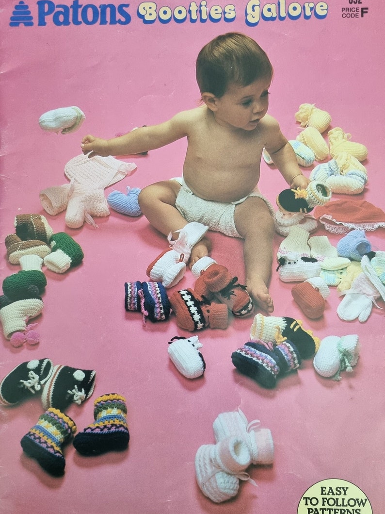 Vintage BOOTIES GALORE - Patons Book 652 Knitting Patterns for Baby ...