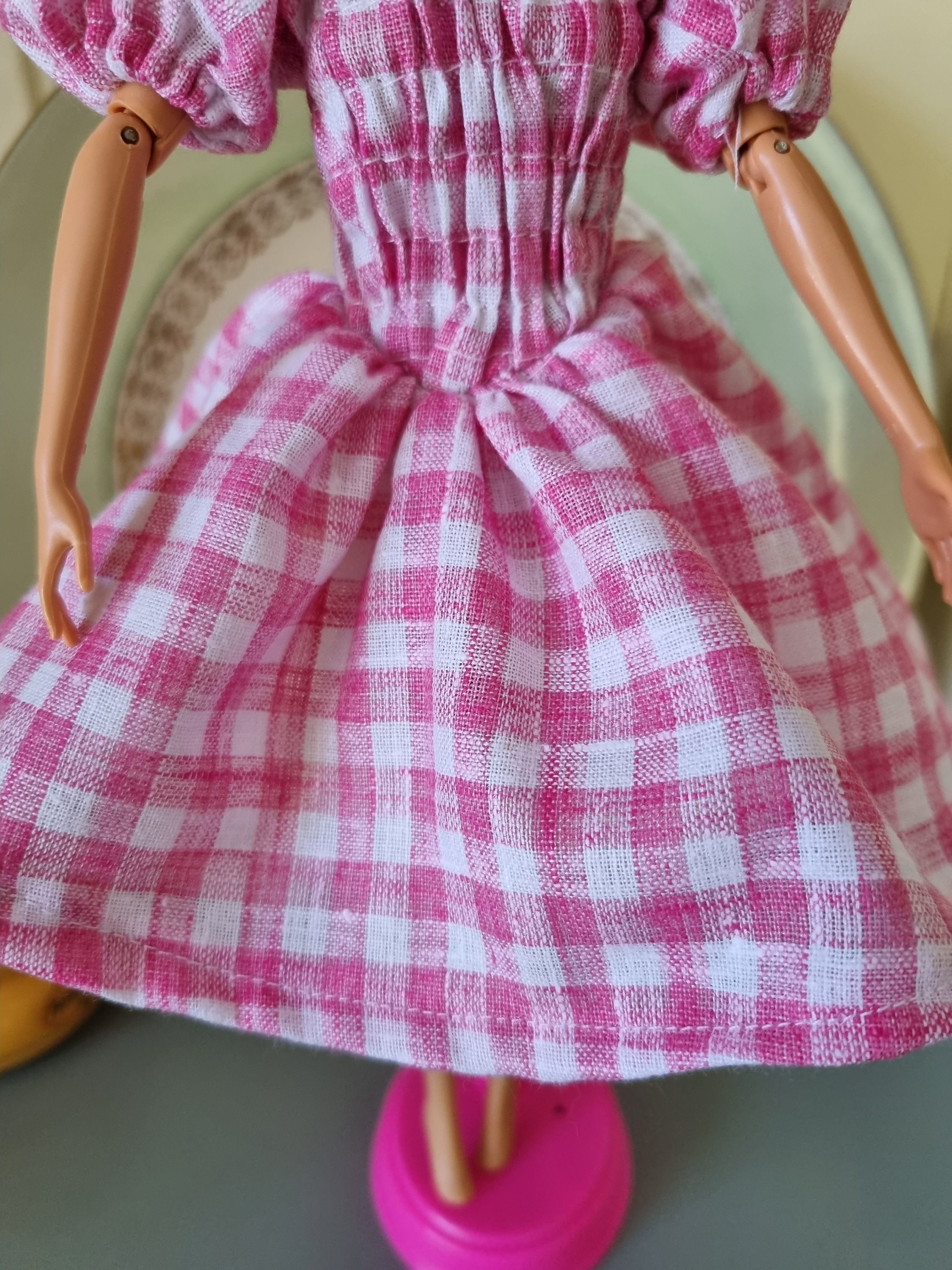 Gingham Dress With Gathered or Shirred Bodice, Puff Sleeves. PDF Sewing ...