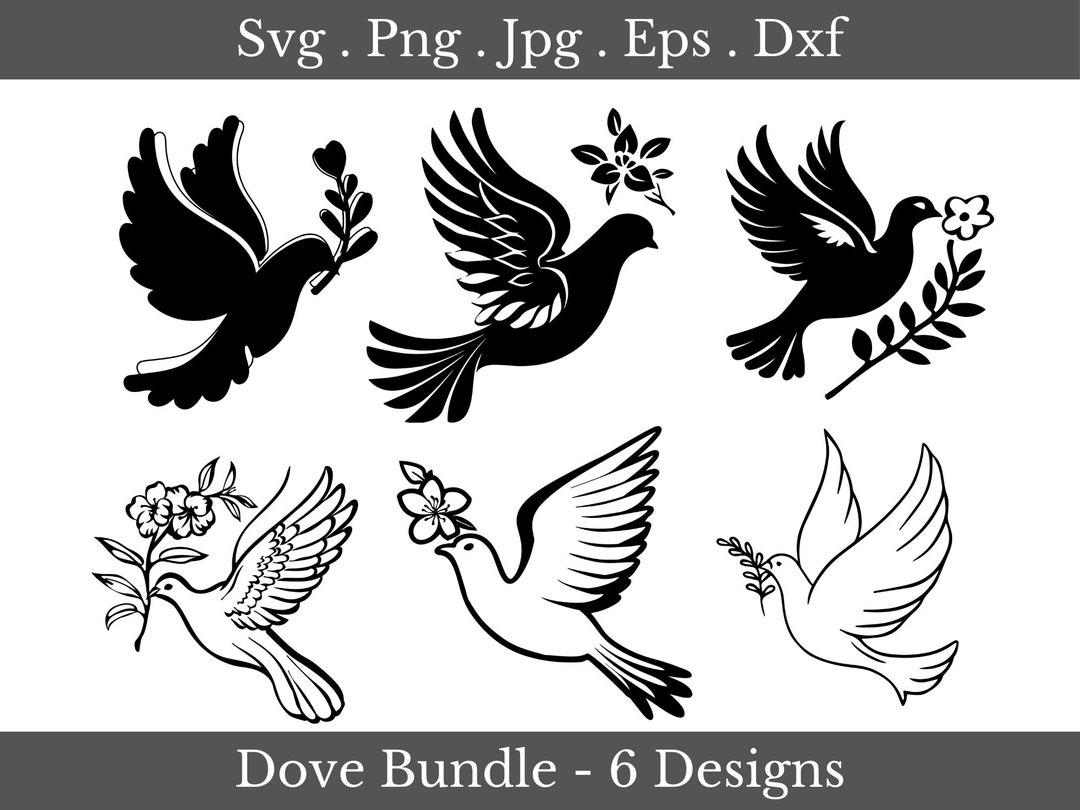 Pigeon Svg Bundle, Dove Svg, Dove With Olive Branch Svg, Dove of Peace ...