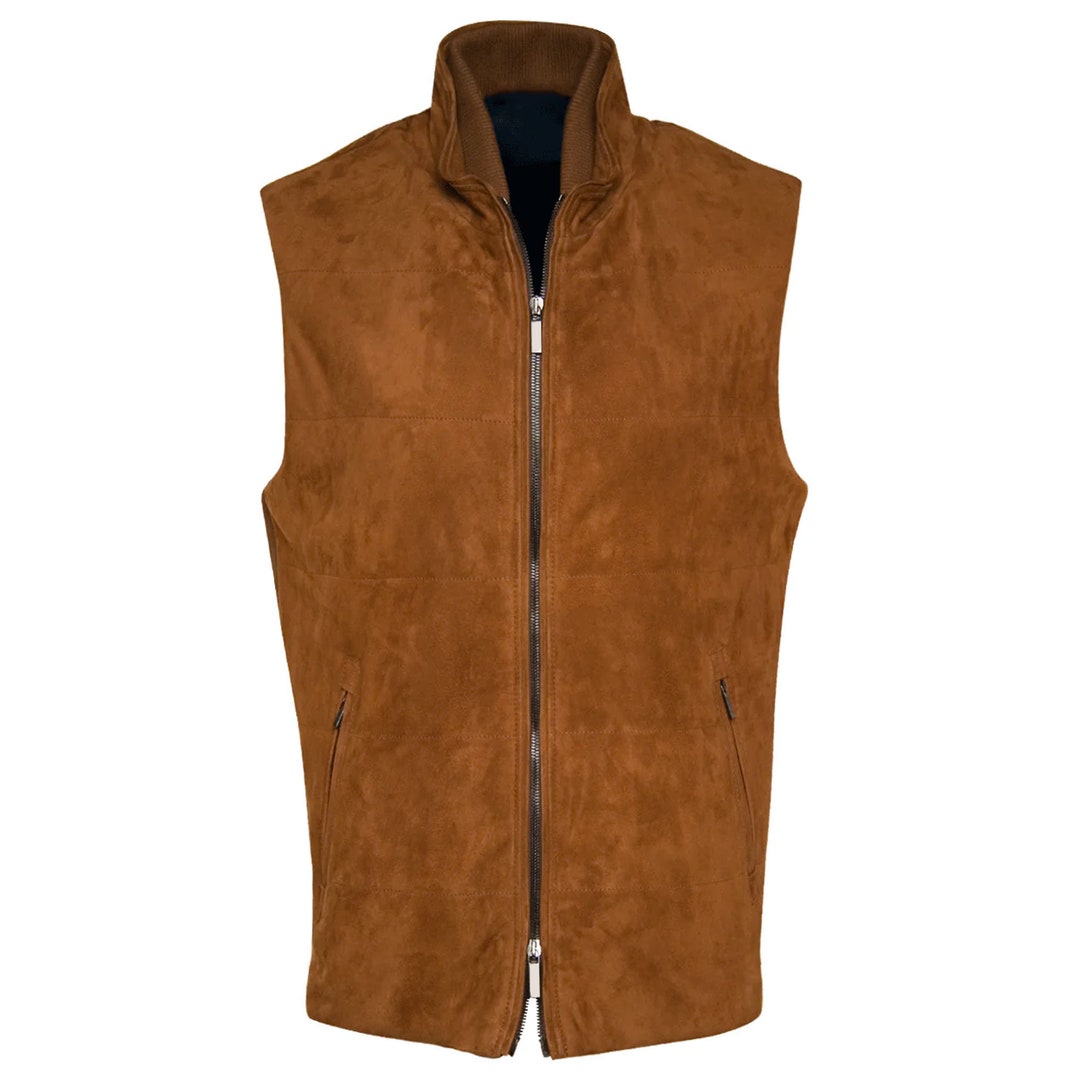 Men Suede Leather Vest, Real Suede Leather Western Cowboy Vest, Men's ...