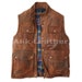 Men Vest Genuine Cowhide Leather Vest With Multi Pockets Fisherman ...