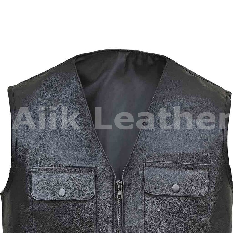 Genuine Cowhide Leather Vest With Multi Pockets Fisherman Tactical ...