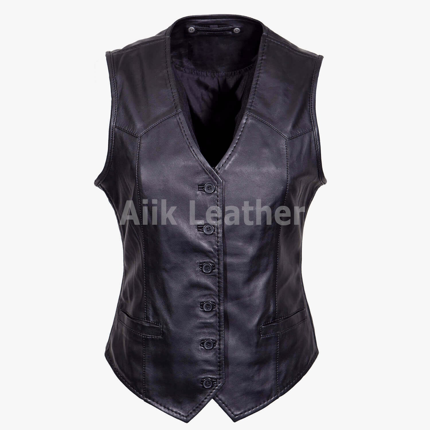 Women Black Leather Vest, 100% Original Leather Vest for Ladies, Bikers ...