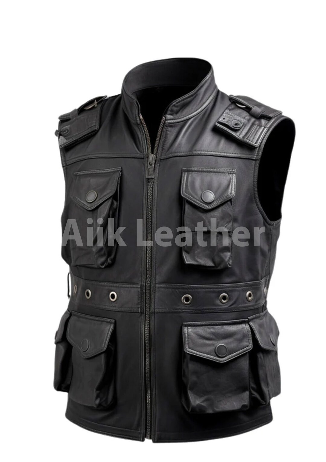 Handmade Real Sheep Leather Vest for Men-genuine Cow Leather Black ...