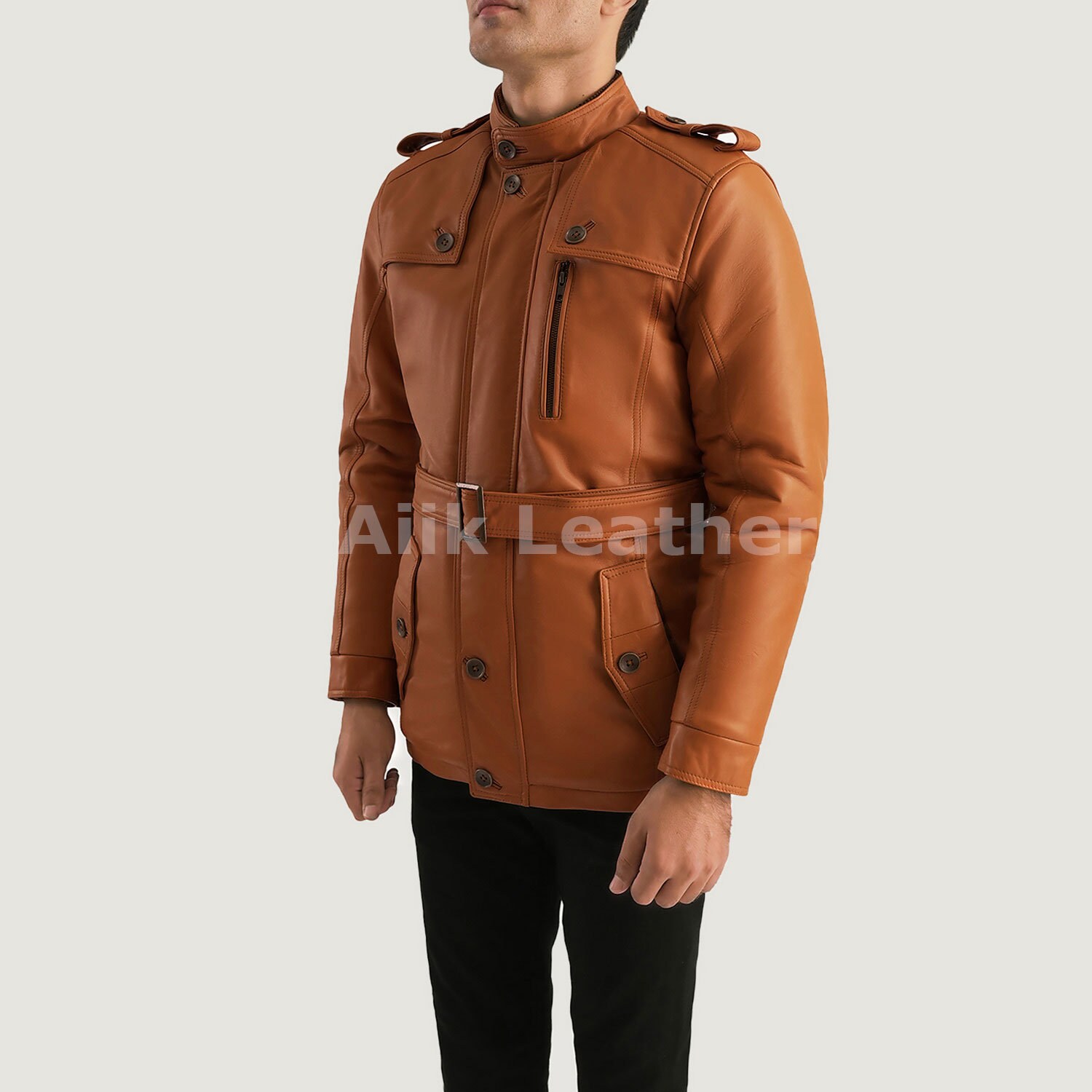 Hunter Tan Leather Jacket Multi Pockets Hunting Fishing Safari ...