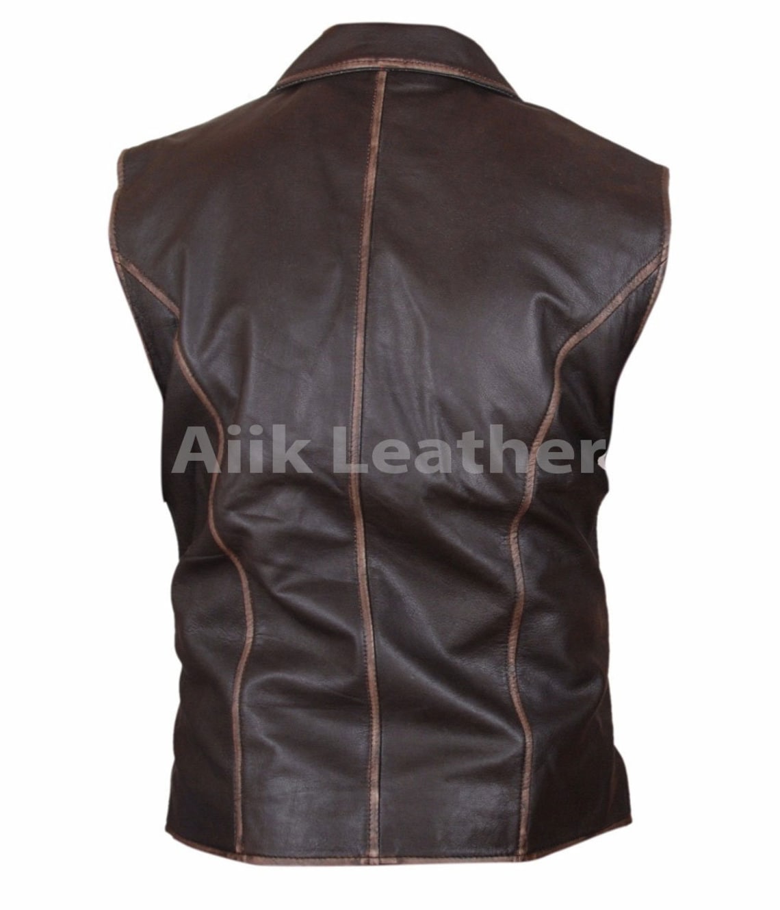Leather Vest for Men, 100% Original Cow Leather Dark Brown Men's Vest ...