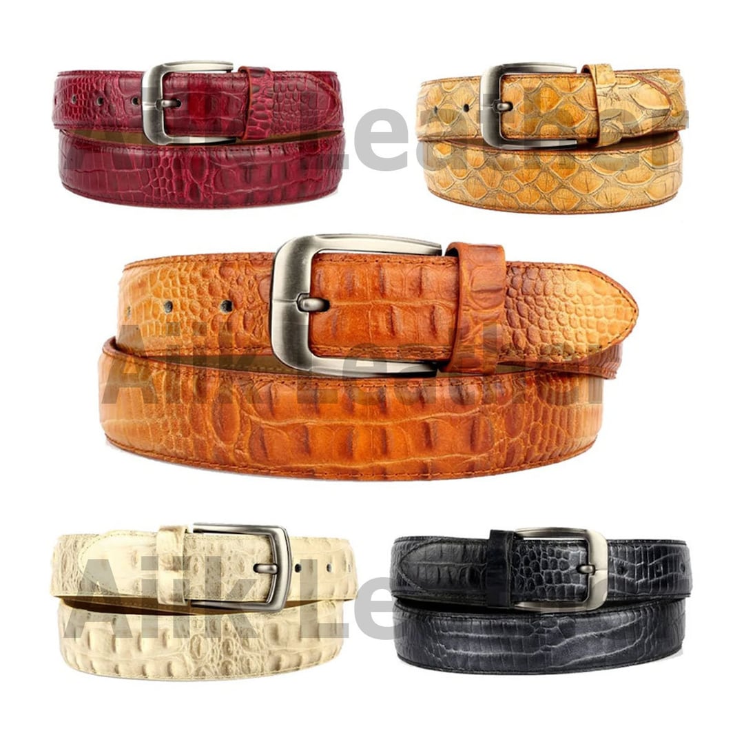 Genuine Alligator Skin Brown Black Camel Red Belt for Men, Crocodile ...