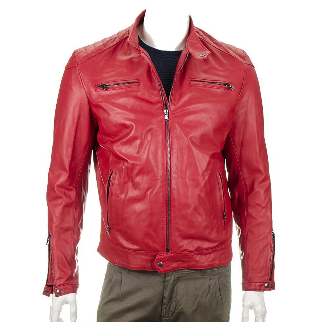 Genuine Red Leather Jacket for Men, Personalized Leather Jacket Men ...