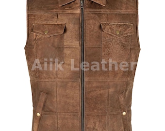 Men Suede Leather Vest, Real Suede Leather Western Cowboy Vest, Men's ...