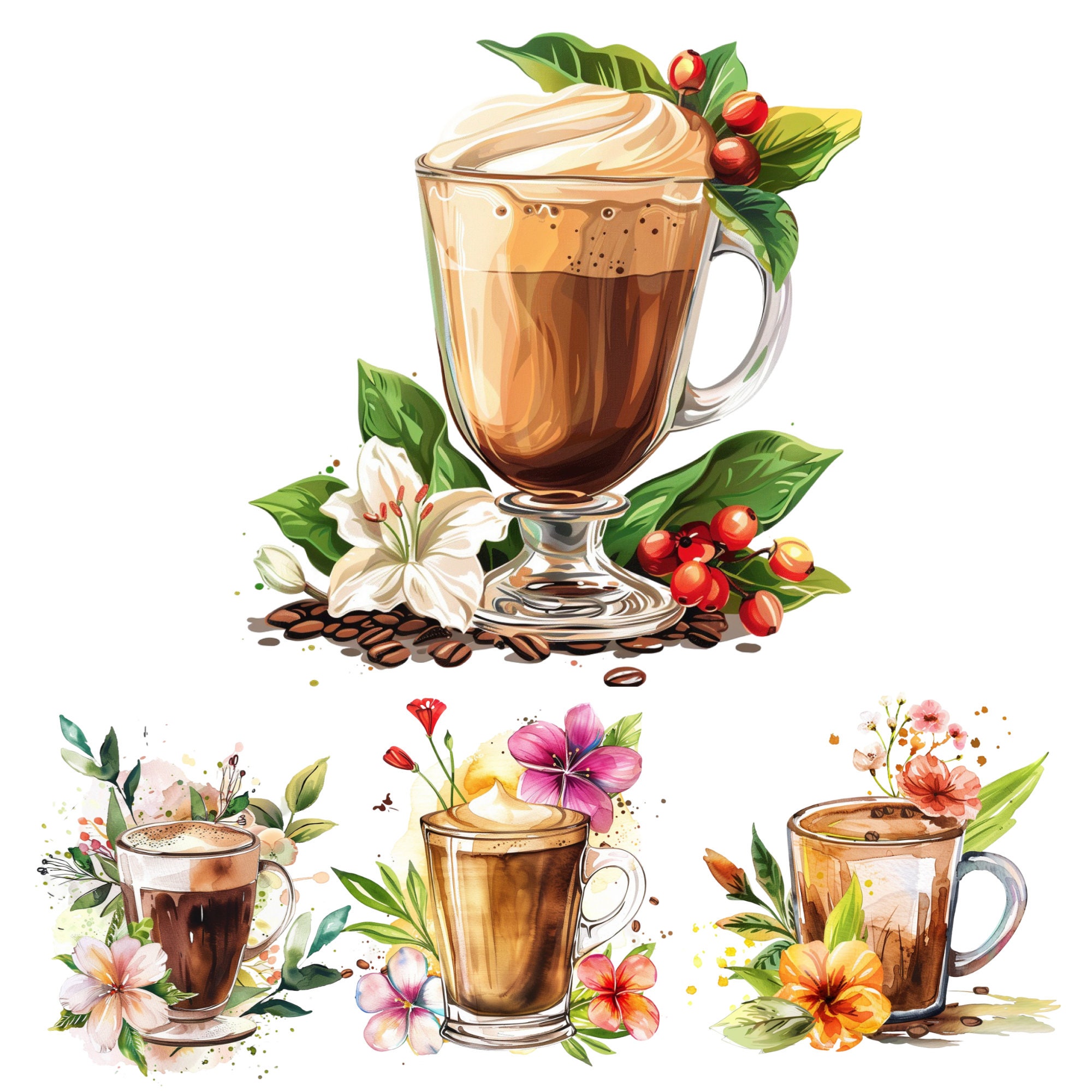 Coffee Clipart Bundle 15 PNG With Transparent Background, Coffee Png ...