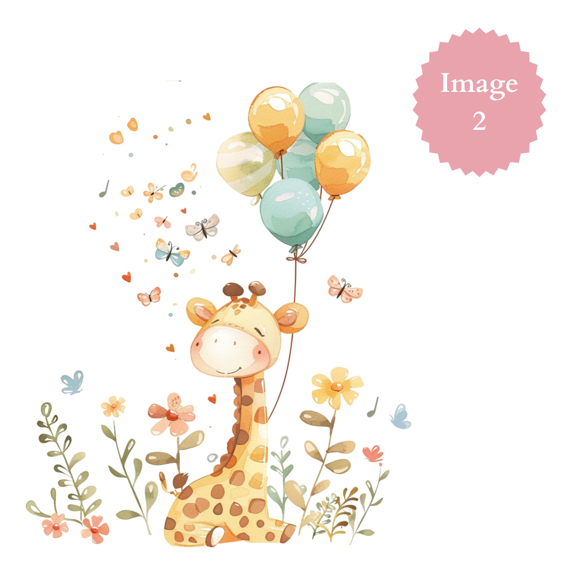 Cute Watercolor Giraffe Clipart Bundle 4 PNG and JPG, Baby Giraffe ...
