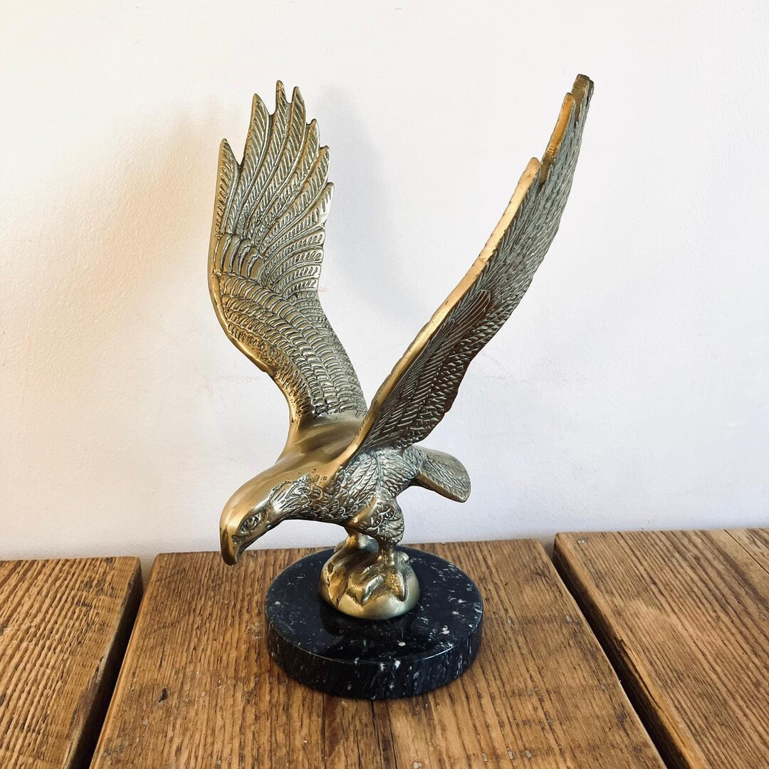 Vintage Gentleman's Brass Eagle Desk Ornament With Onyx Marble Base ...