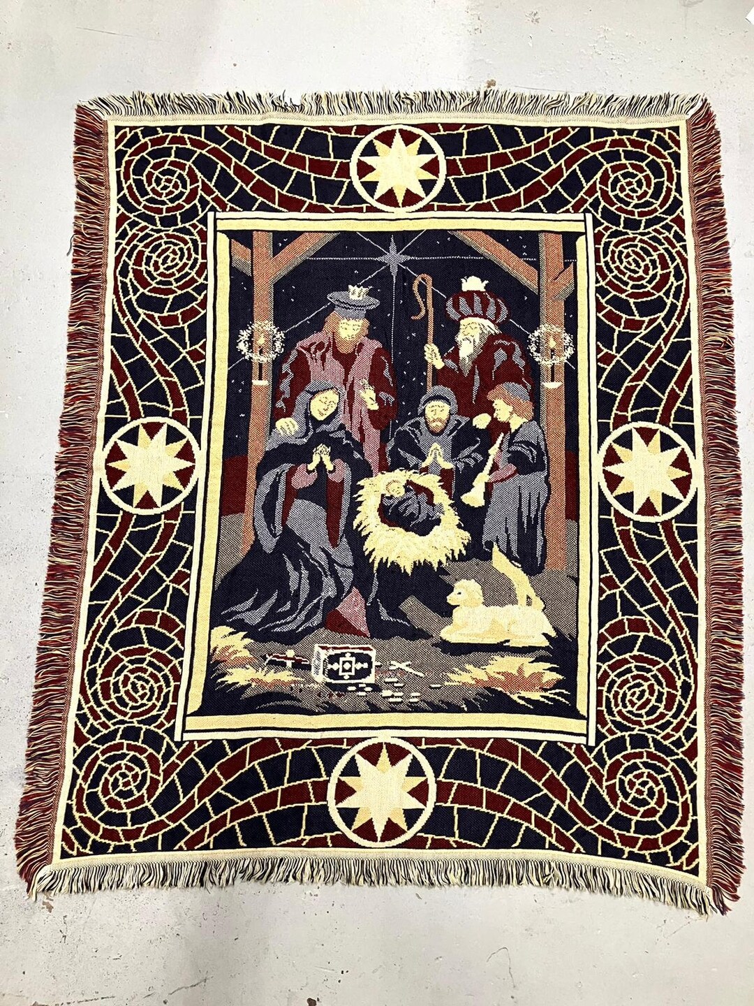 Christmas Nativity Scene Festive Rug/throw - 142cm X 120cm - Etsy