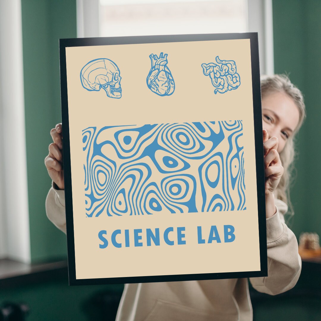 Science Lab Wall Prints, Boho Minimalist Prints, Boho Classroom Wall ...