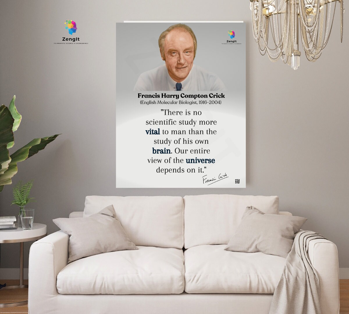 Francis Harry Compton Crick Quote Digital Printable Science Poster ...