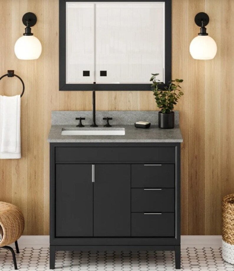 36 Black Theodora Vanity, Left Offset & Multiple Vanity Tops - Etsy