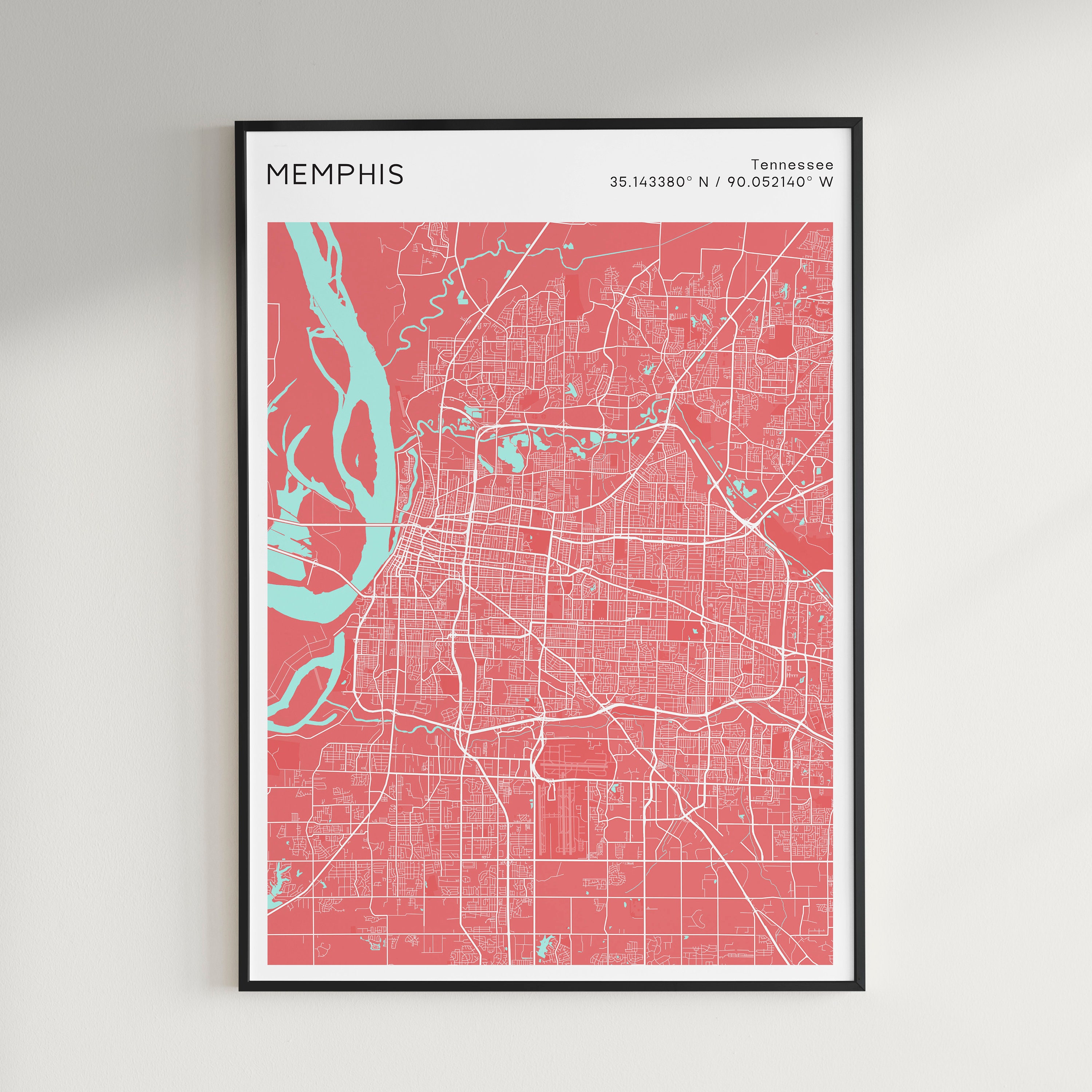 Memphis City Map, Tennessee Printable Map, Instant Download, Modern Map ...