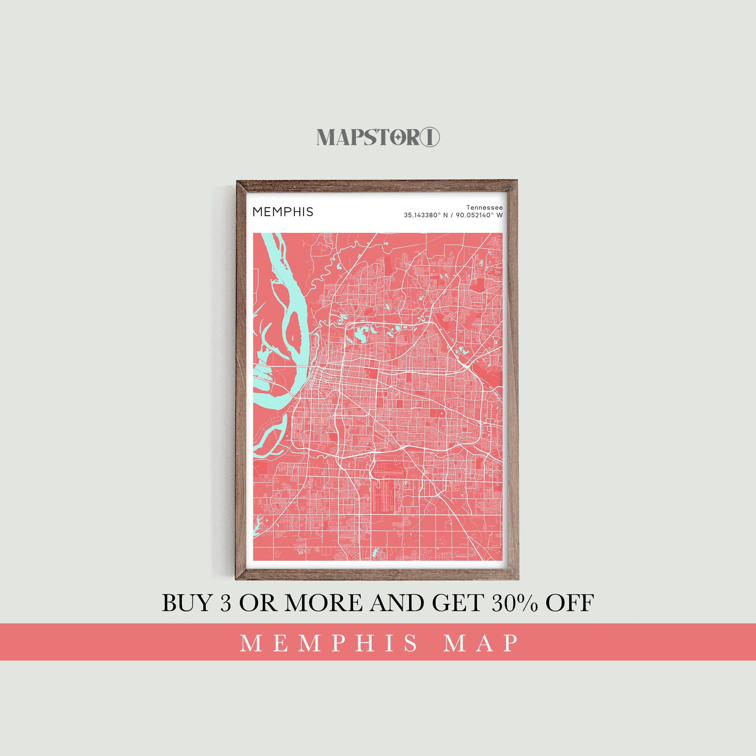 Memphis City Map, Tennessee Printable Map, Instant Download, Modern Map ...