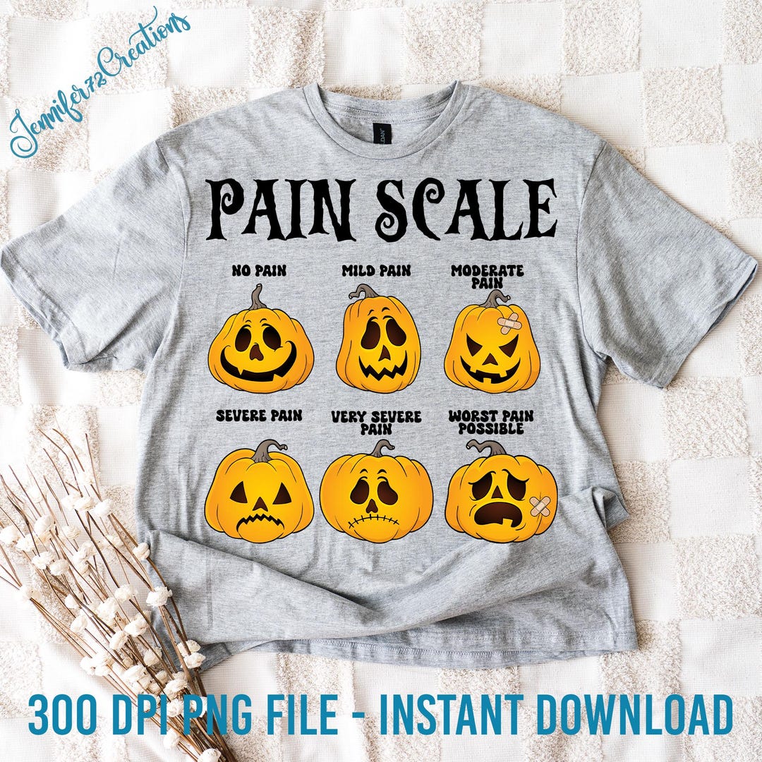 Pain Scale Fall Pumpkin Nurse Png, Spooky Nurse Halloween Png, Funny ...