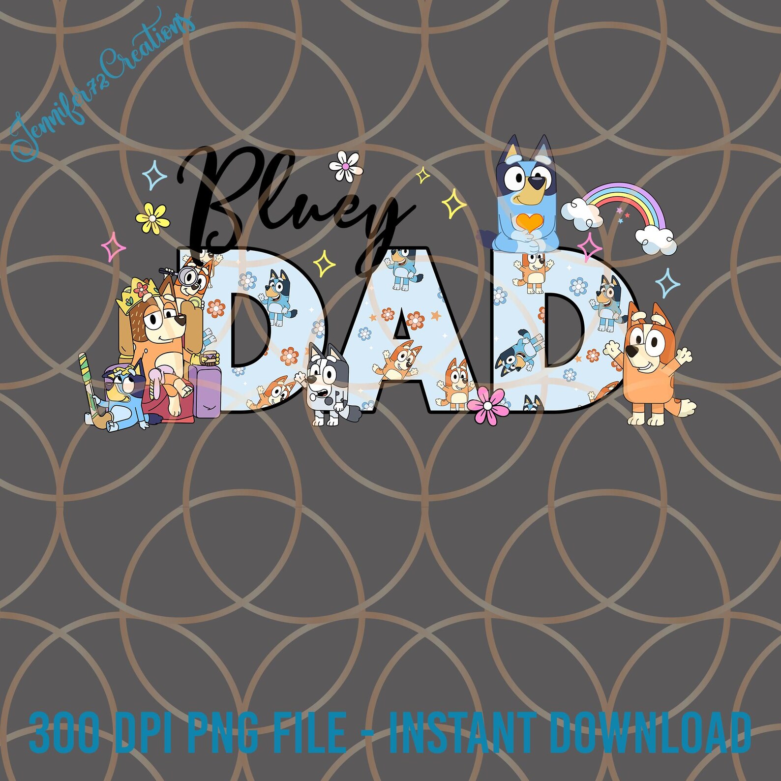 Bluey Dad Png, Cartoon Dog Dad Png, Cartoon Dad Shirt Design, Bluey ...