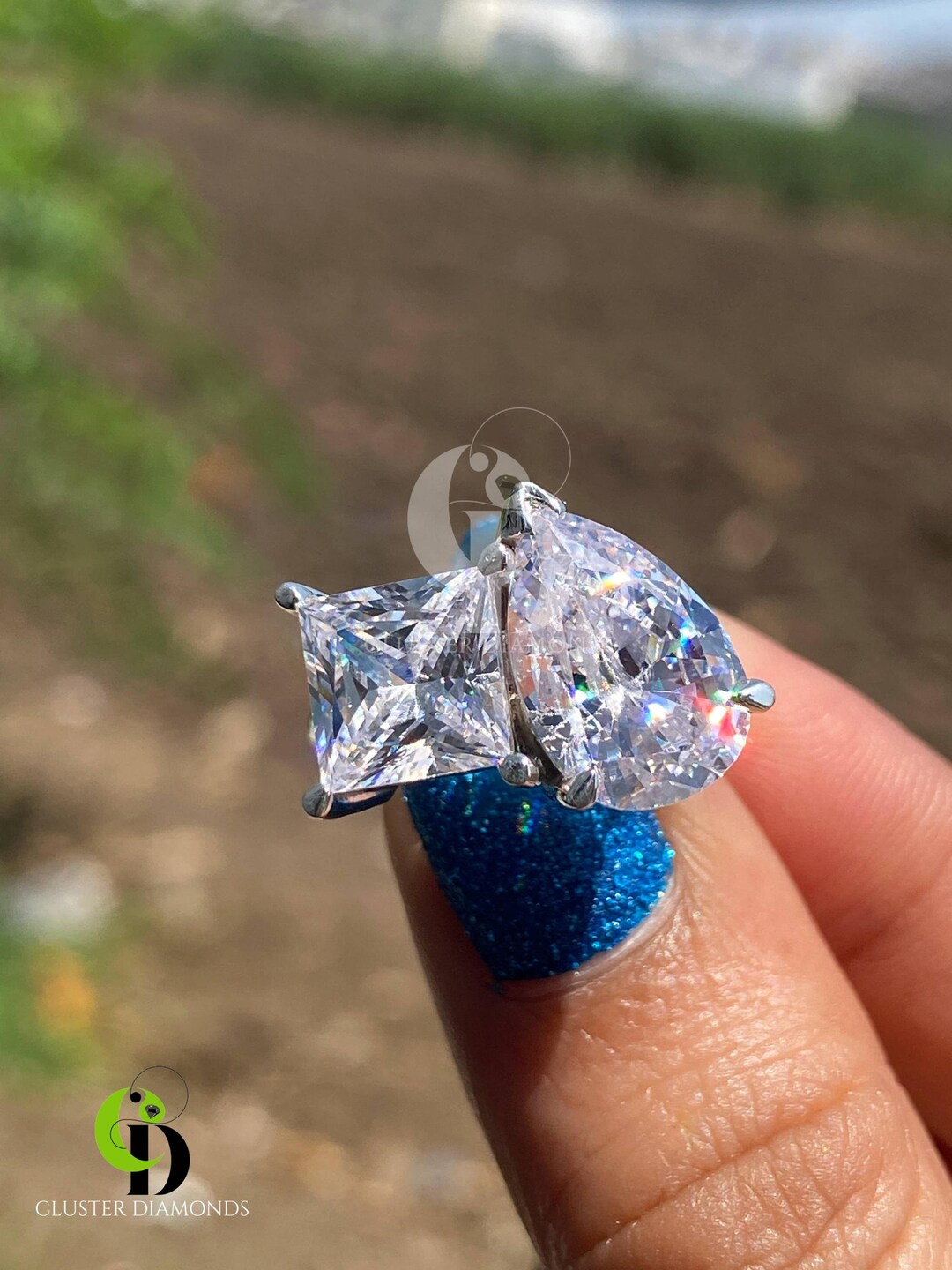 Emily Ratajkowski Celebrity Engagement Ring, 14K Gold 2 Stone Ring ...