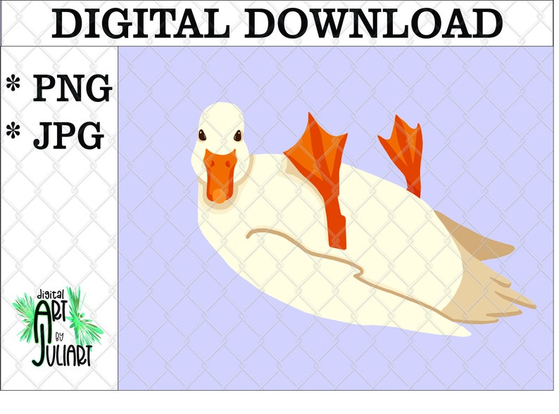 Duck Lying Down Clipart. Digital Duck Drawing. Duck Illustration Duck ...