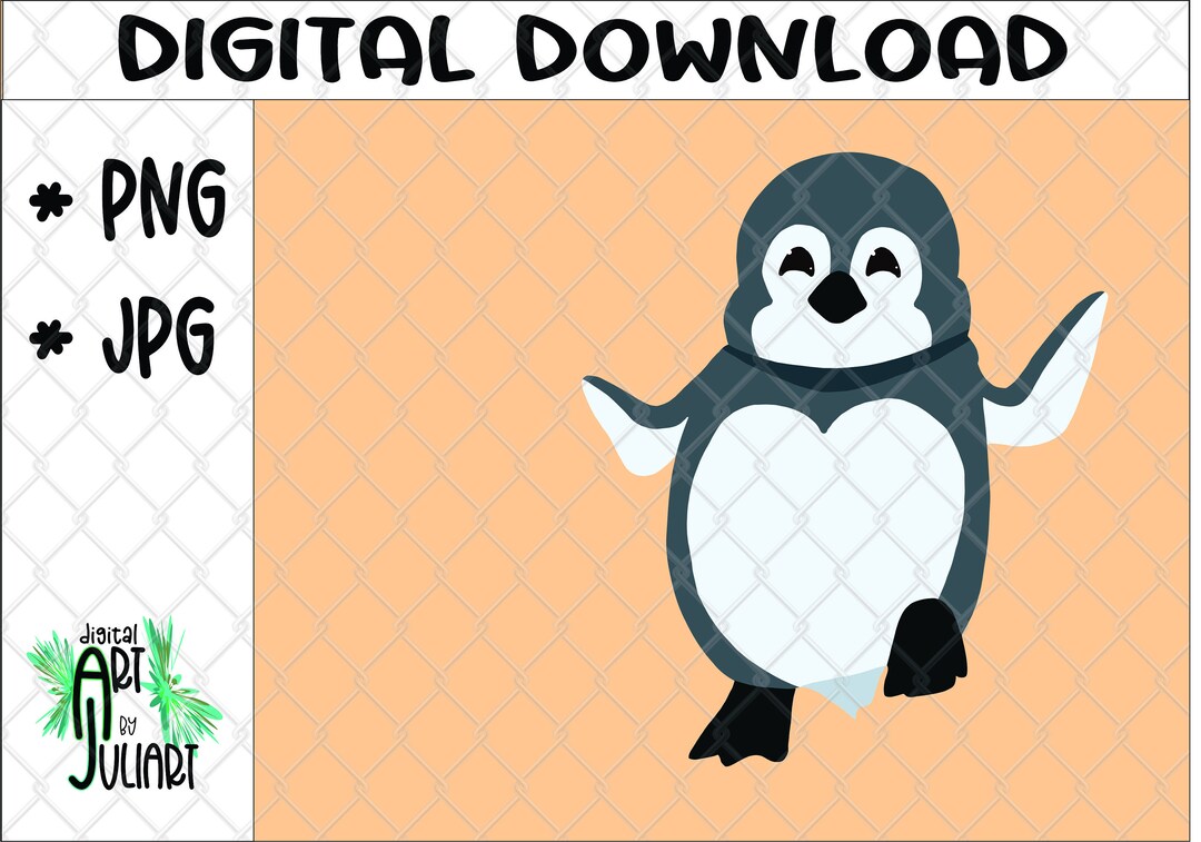 Penguin Dancing Clipart. Digital Penguin Drawing. Penguin Png Jpeg ...