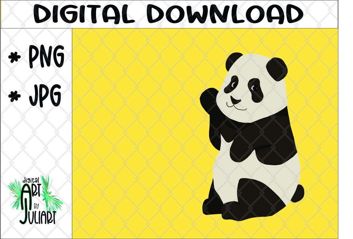 Panda Standing Posing Clipart. Digital Panda Drawing. Panda - Etsy
