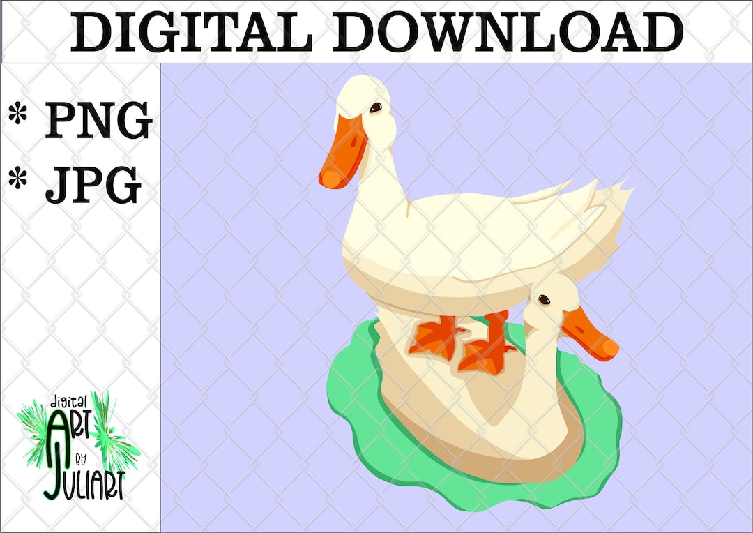 Ducks Two Clipart. Digital Duck Drawing. Duck Illustration - Etsy