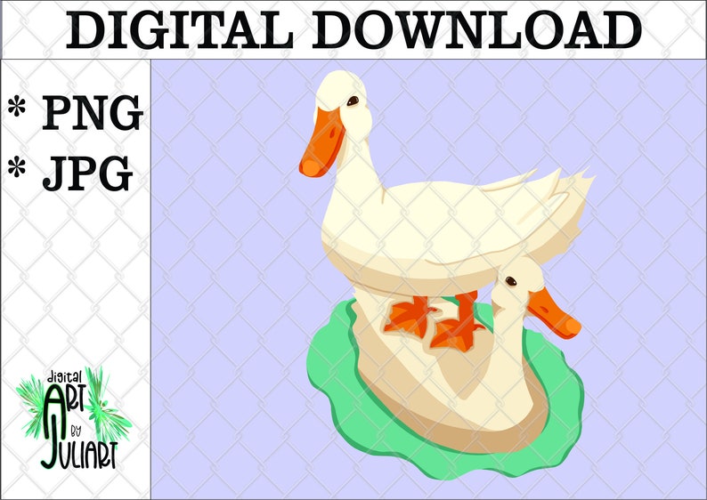 Ducks Two Clipart. Digital Duck Drawing. Duck Illustration - Etsy