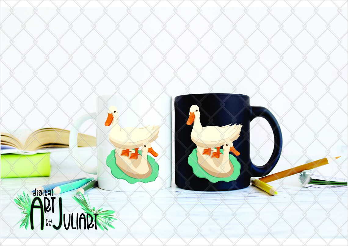 Ducks Two Clipart. Digital Duck Drawing. Duck Illustration - Etsy