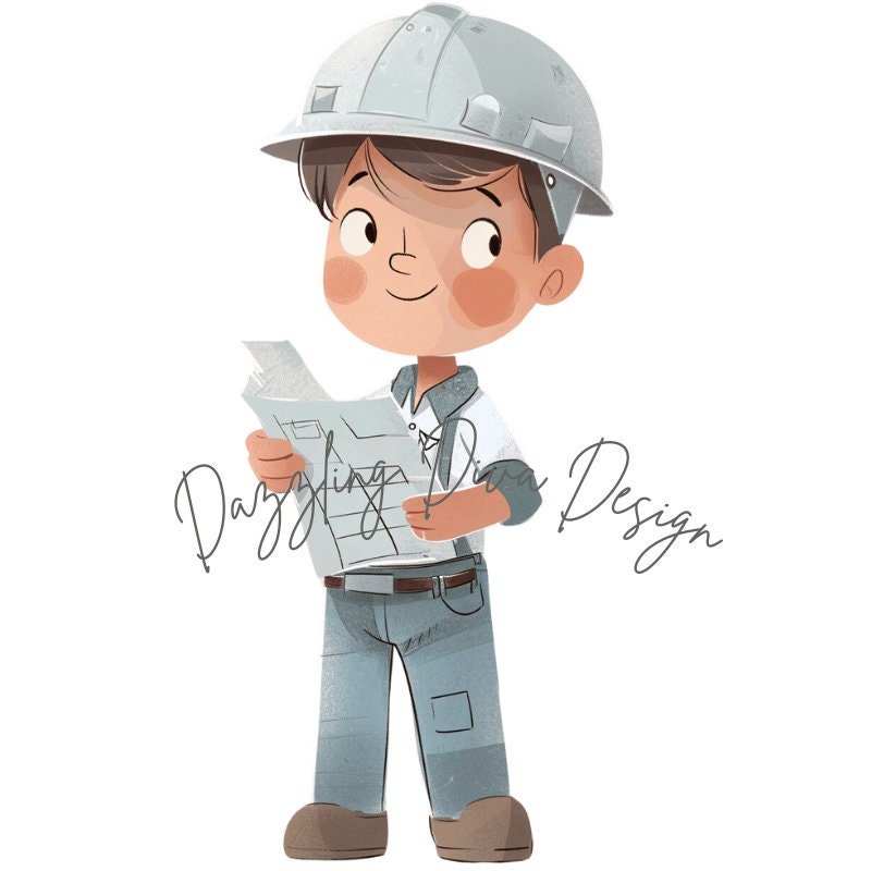 Engineer Boy Vector Illustration - Etsy