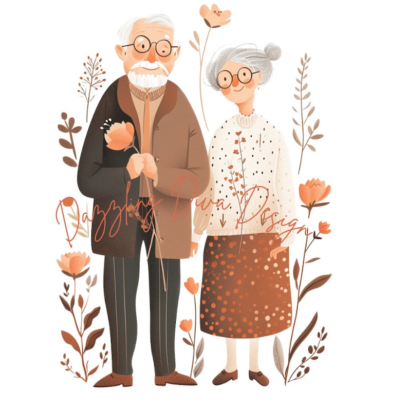 11 Older Couple Clipart - Etsy
