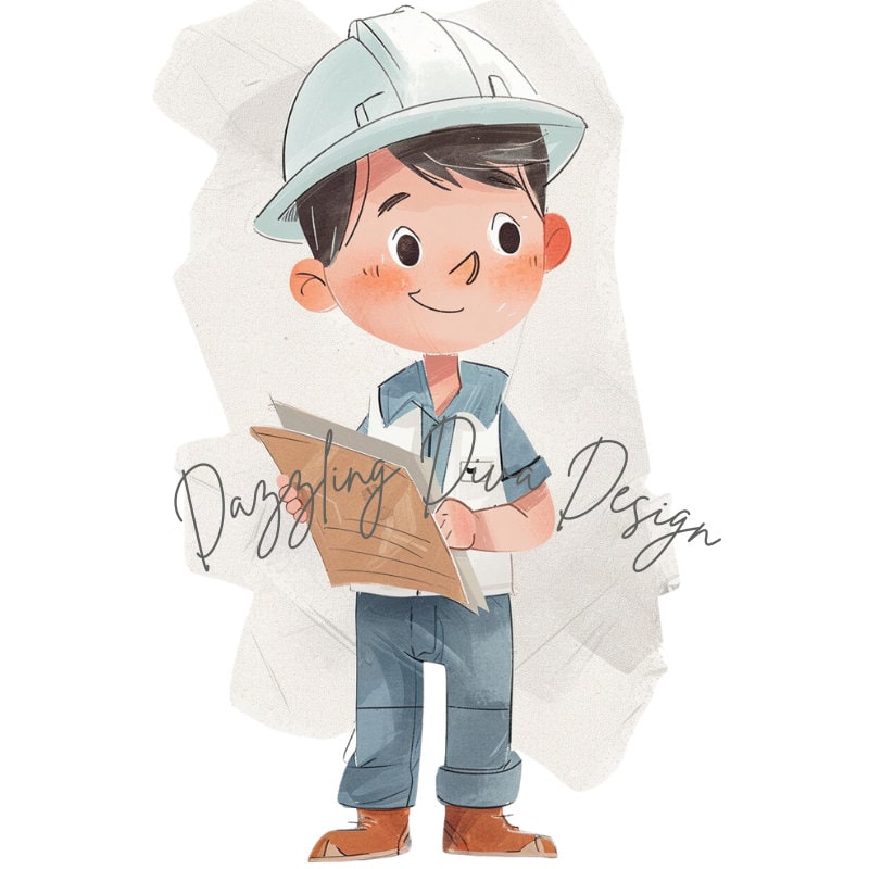 Engineer Boy Vector Illustration - Etsy