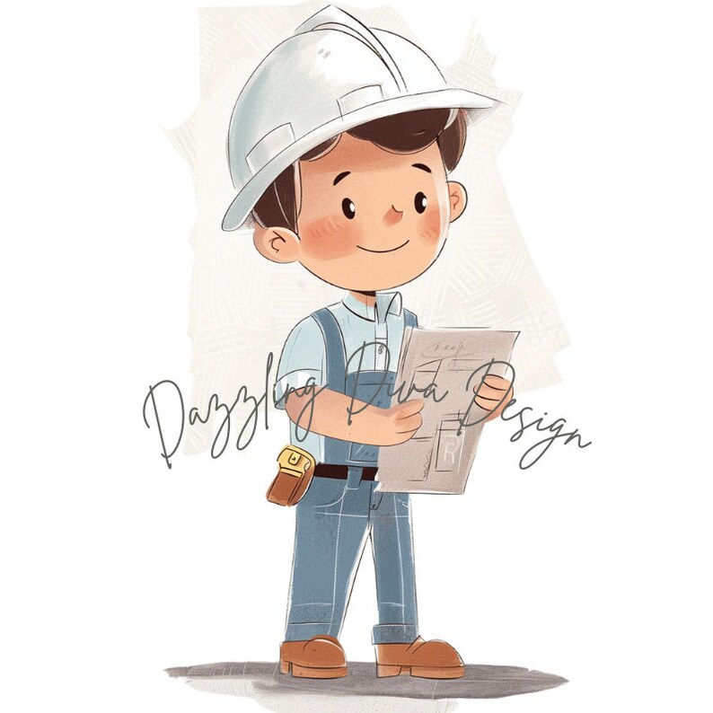 Engineer Boy Vector Illustration - Etsy