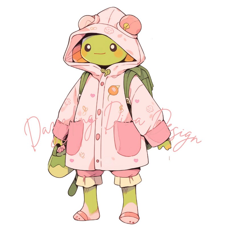 Pink Frog Kawaii Clip Art - Etsy