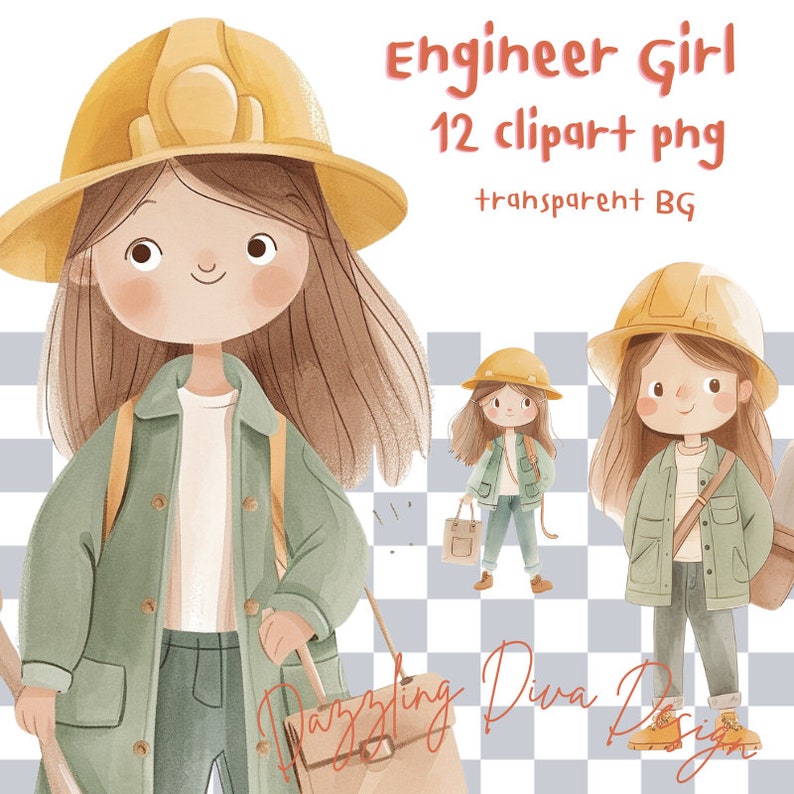 12 Engineer Girl Vector Illustration - Etsy
