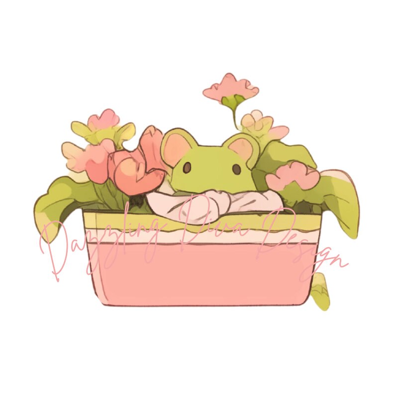 Pink Frog Kawaii Clip Art - Etsy