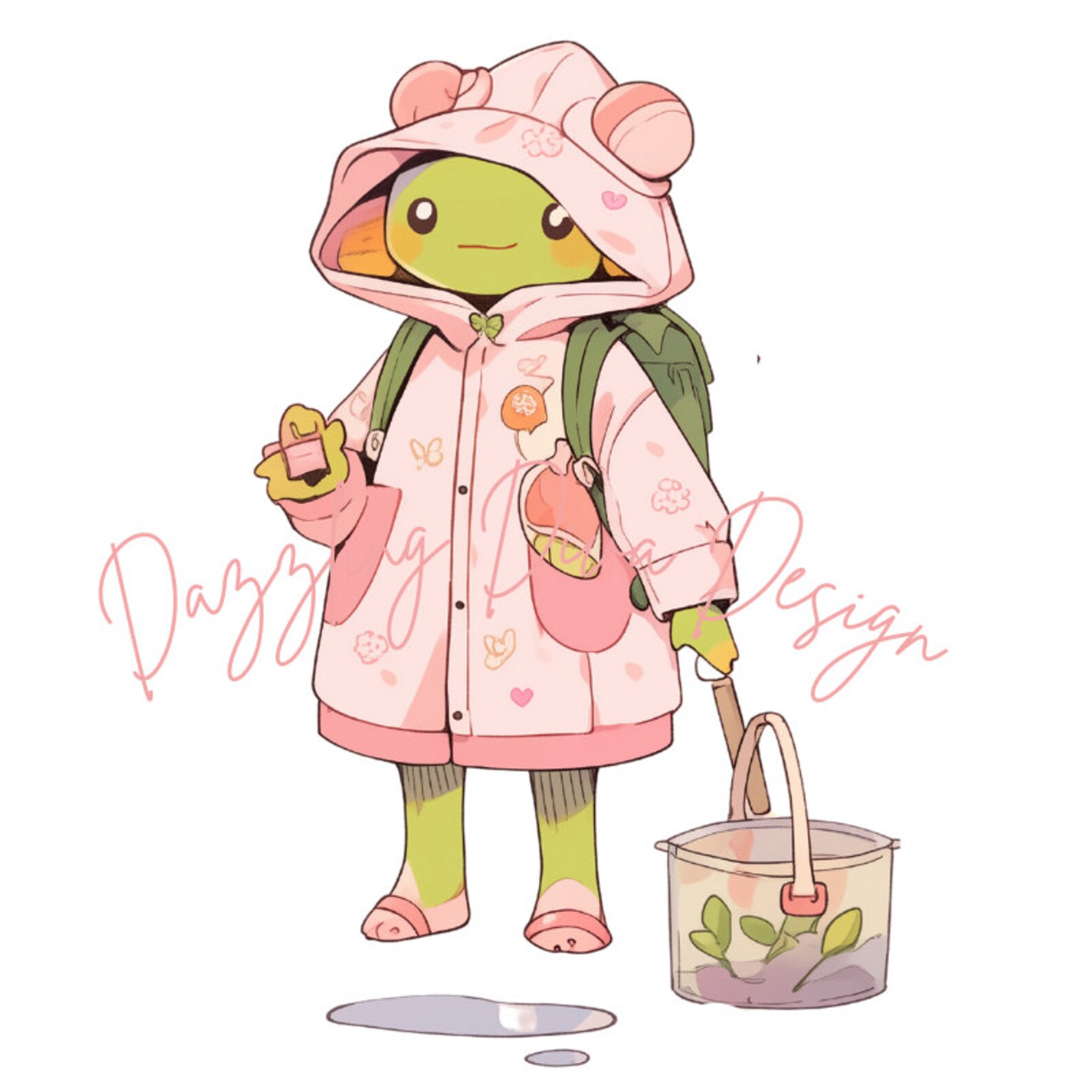 Pink Frog Kawaii Clip Art - Etsy