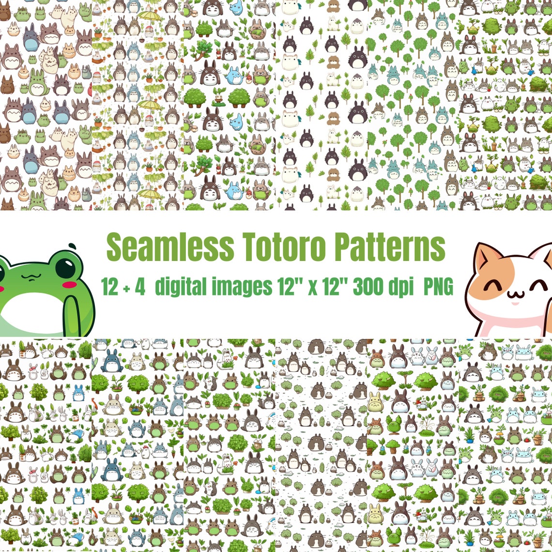 16 Design My Neighbor Totoro Print Bundle • Studio Ghibli • Pattern ...